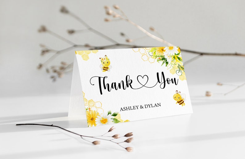 Editable Honey Bee Thank You Folded Card Bumble Bee Thank You - Etsy