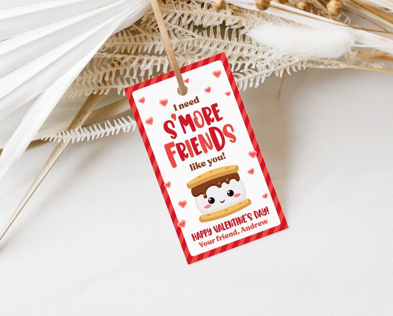 Editable Smore Valentine's Day Tag I Need S'more Friends Like You Gift ...
