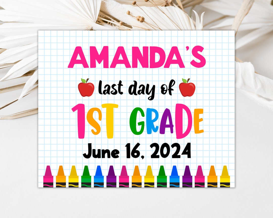 Editable Last Day of 1st Grade Sign Rainbow Last Day of School Sign Any ...