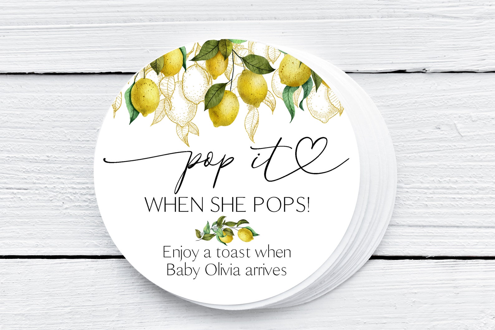 EDITABLE Lemon Pop It When She Pops Mini Champagne Favor Tag - Etsy