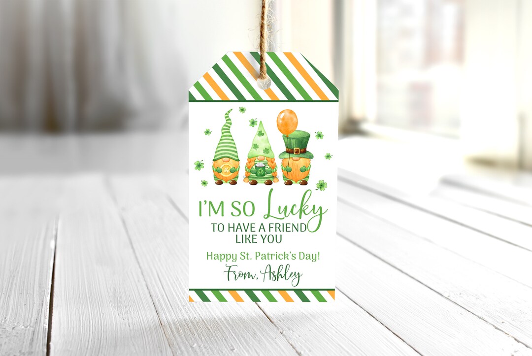 Editable St Patrick's Day Gift Tag St Patrick's Gnomes Tags Printable ...