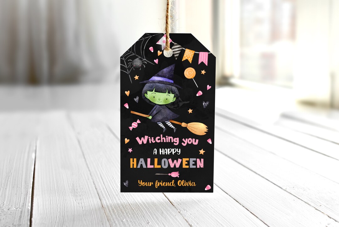 EDITABLE Halloween Treat Tags, Halloween Witch Favor Tags, Witching You ...