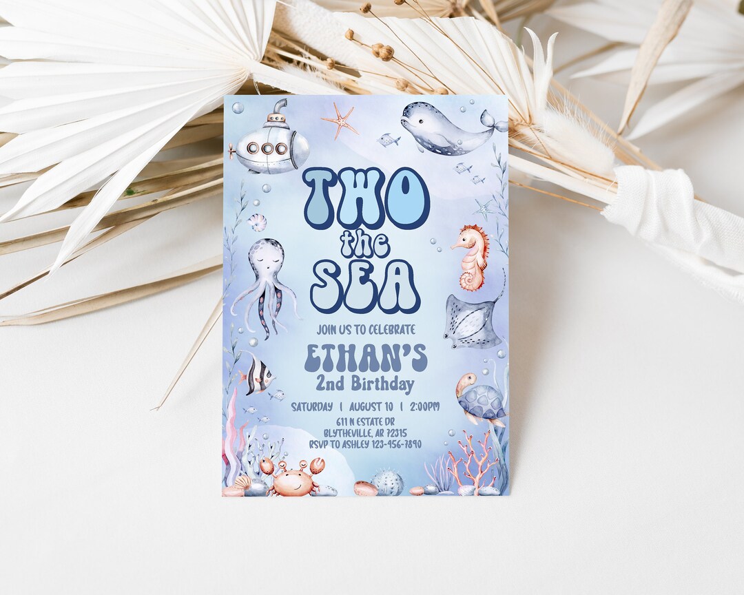Editable Boy Two the Sea 2nd Birthday Party Invitation Ocean - Etsy