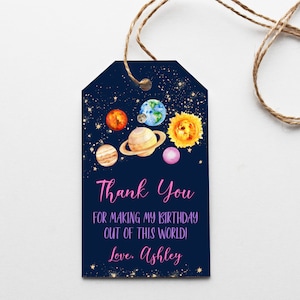 EDITABLE Space Birthday Favor Tags Galaxy Planets Outer Space Tag Outer ...