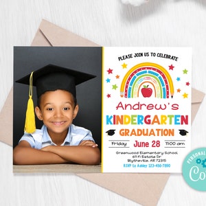 Editable Kindergarten Graduation Invitation Graduation Party Invitation ...