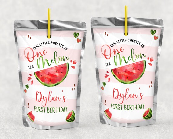EDITABLE Watermelon Juice Labels Red Watermelon Juice Pouch | Etsy