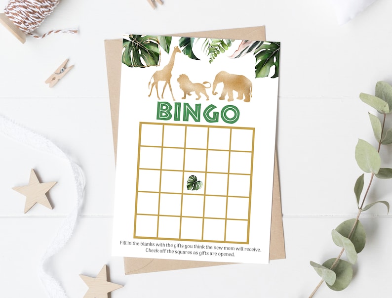Wild Animals Baby Shower Bingo Cards Jungle Baby Shower Bingo - Etsy