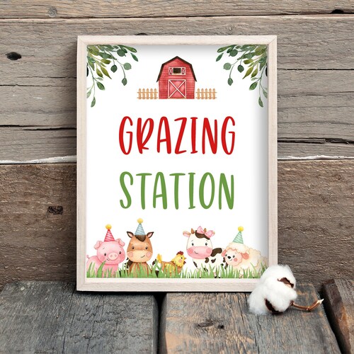 Farm Grazing Station Food Party Sign Boy Farm Animals Grazing - Etsy