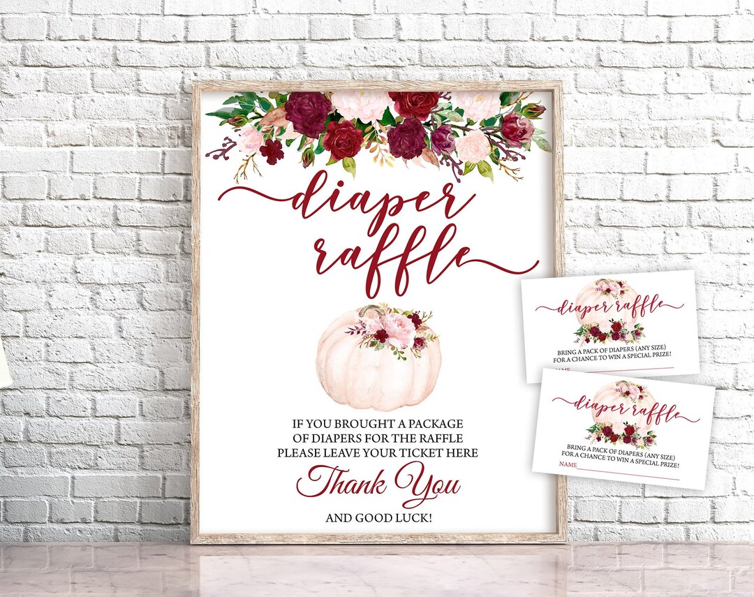 Pumpkin Diaper Raffle Sign, Pumpkin Diaper Raffle Card, Fall Pumpkin ...