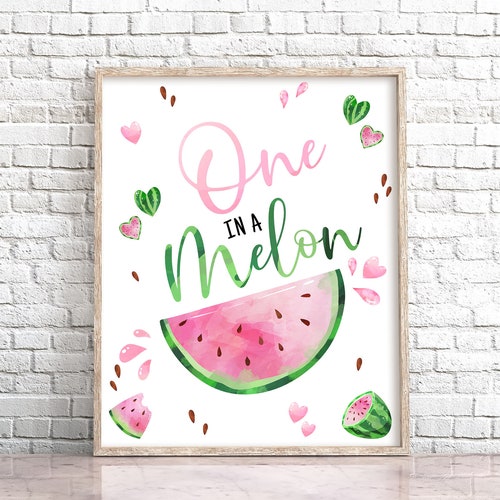 One in a Melon Sign Pink Watermelon Sign Watermelon Birthday - Etsy