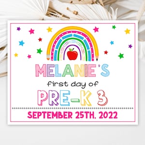 Editable First Day of Pre-k Sign First Day of School Sign Chalkboard ...