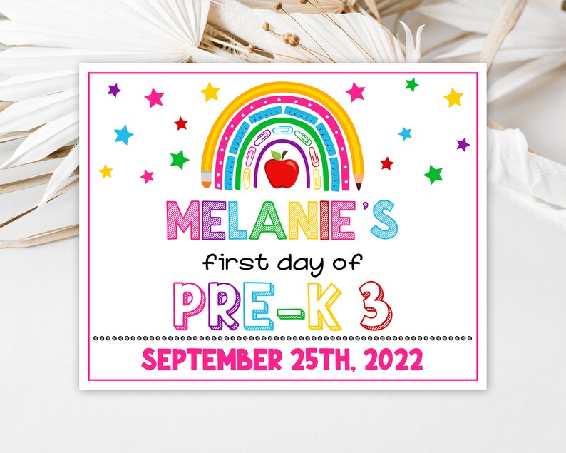 Editable First Day of Pre-k Sign First Day of School Sign - Etsy