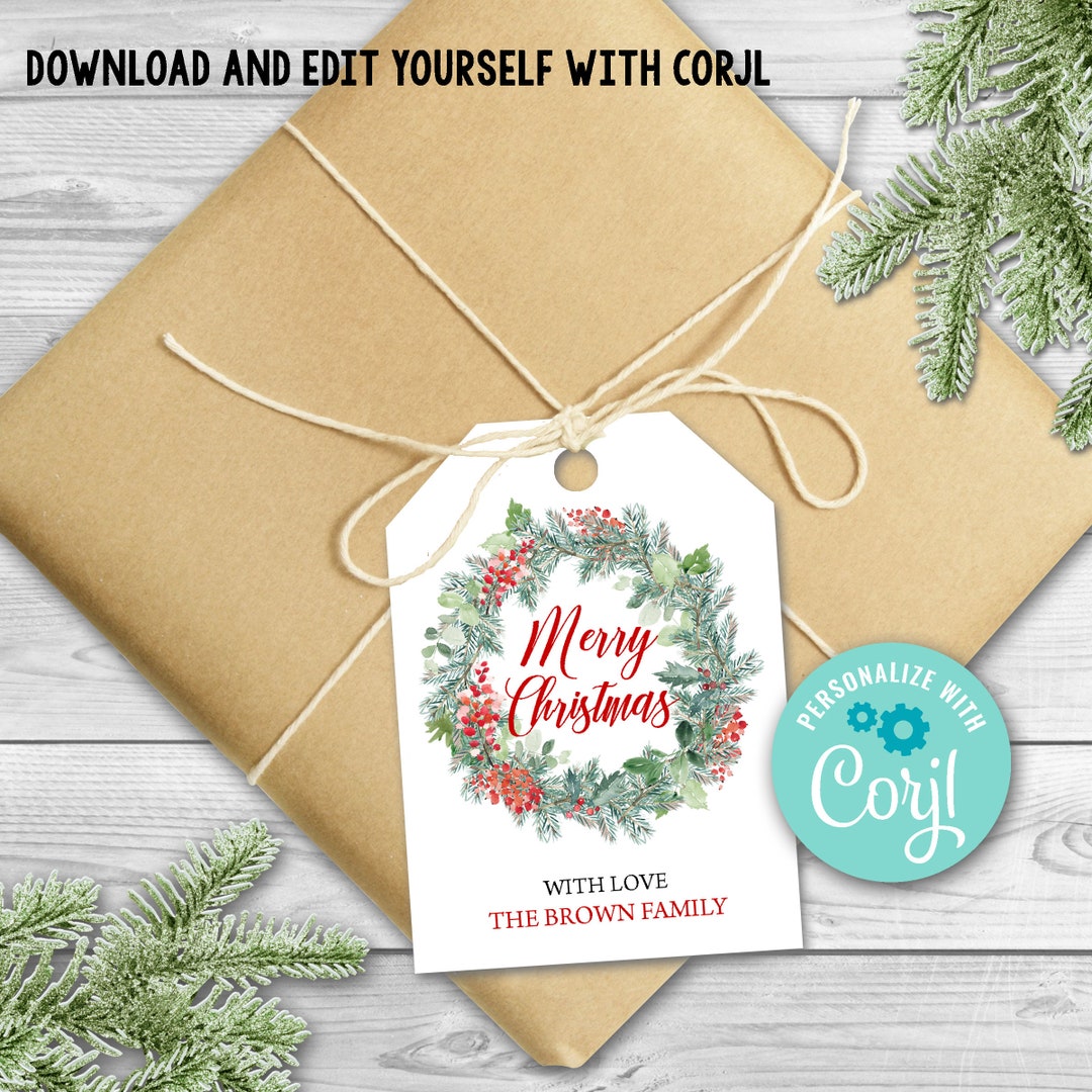 EDITABLE Christmas Tags, Christmas Favor Tag, Christmas Gift Labels ...
