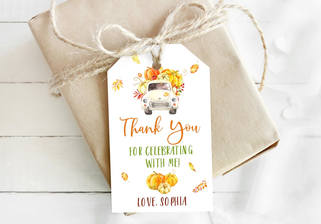 EDITABLE Pumpkin Truck Thank You Tags, Pumpkin Favor Tag, Pumpkin Gift ...