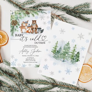 Editable Winter Woodland Animals Baby Shower Invitation Baby It's Cold ...