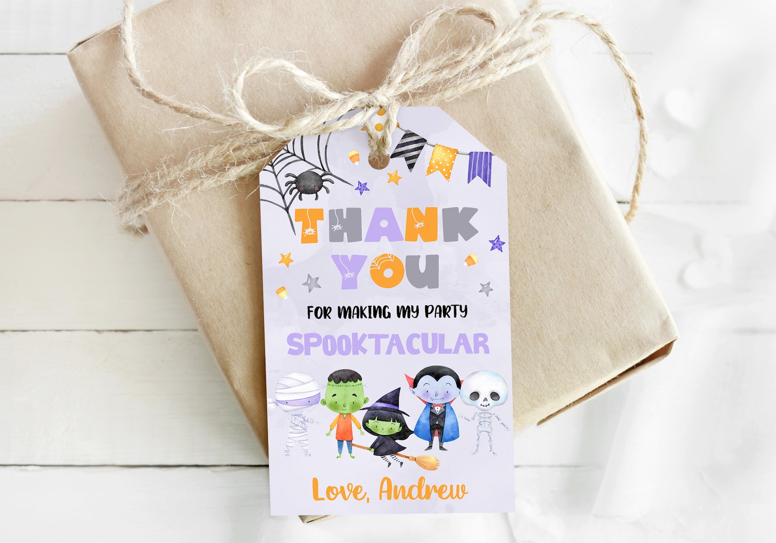 EDITABLE Halloween Birthday Thank You Tag Halloween Treat Tags | Etsy