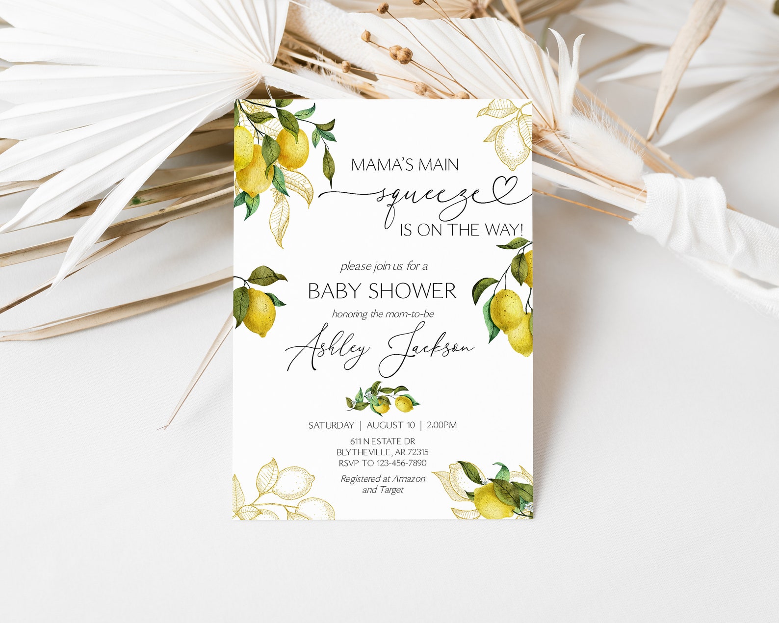 Editable Lemon Baby Shower Invitation Set Citrus Baby Shower - Etsy