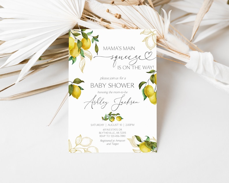 Editable Lemon Baby Shower Invitation Set Citrus Baby Shower - Etsy