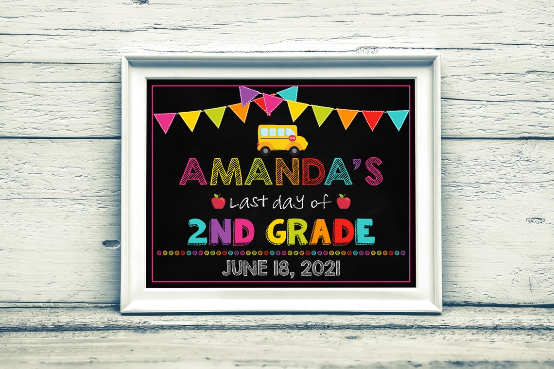 Editable Last Day of Second Grade Sign Last Day of School Sign - Etsy