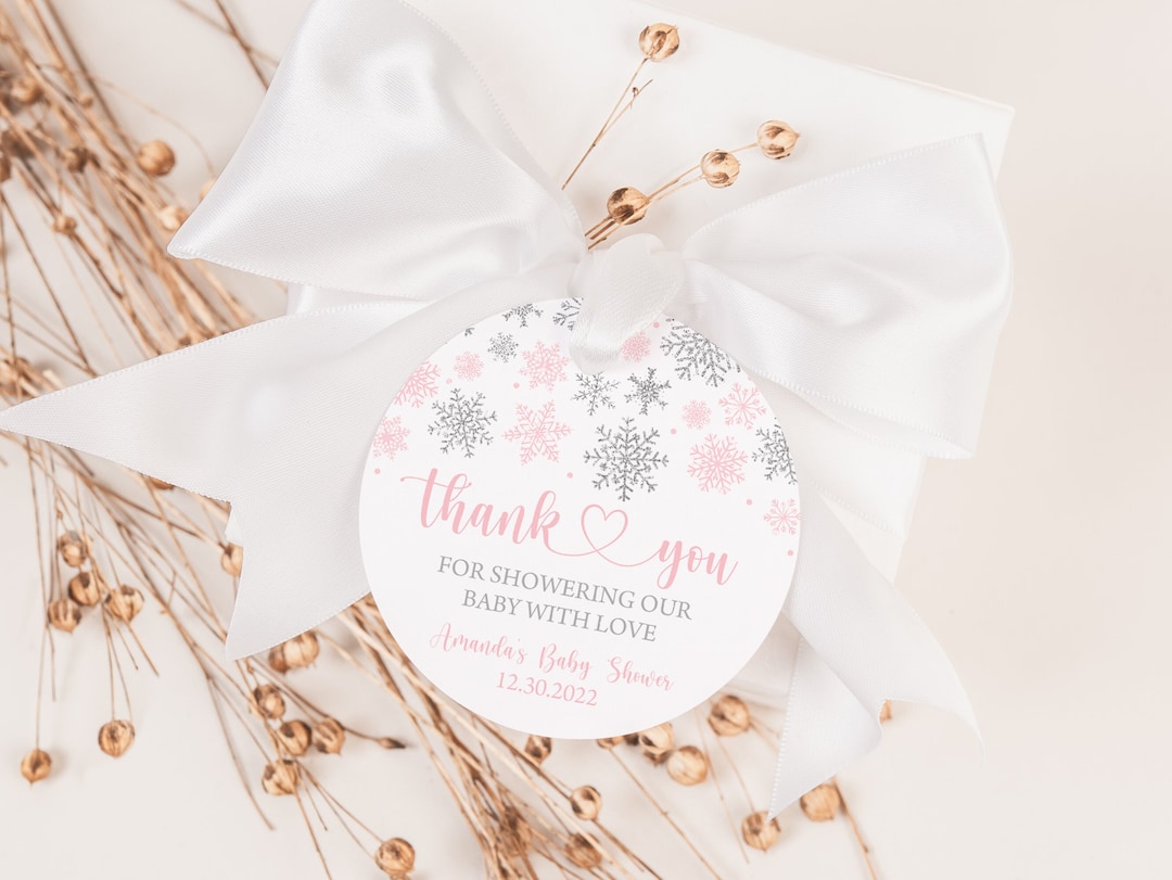 EDITABLE Pink Snowflake Baby Shower Favor Tag Little Snowflake Favor ...
