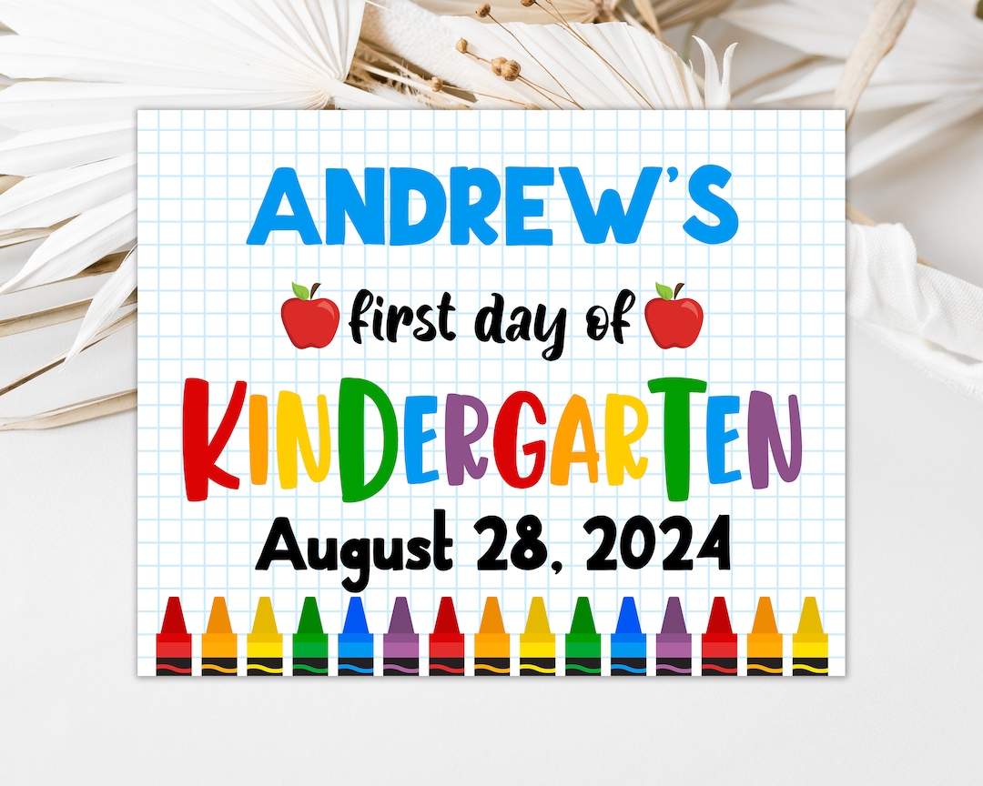Editable First Day of Kindergarten Sign Rainbow First Day of School ...