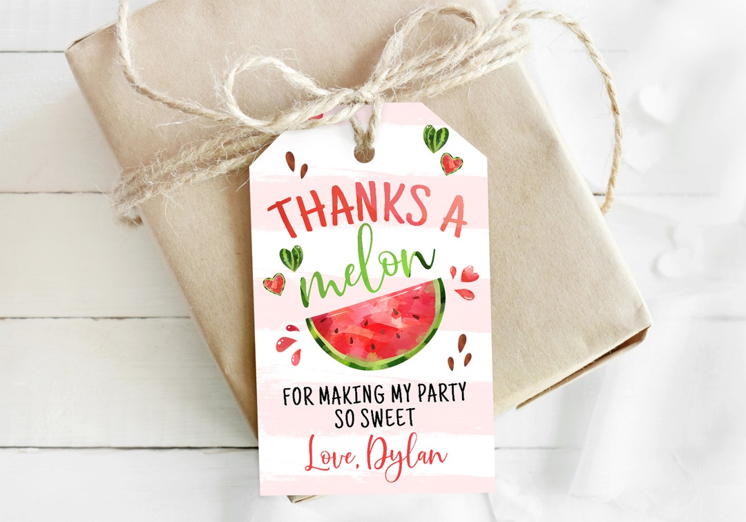 EDITABLE Watermelon Favor Tag, One in a Melon Thank You Tags, Red ...