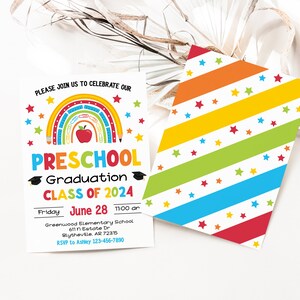 Preschool Graduation Invitation Editable Graduation Ceremony Invitation ...