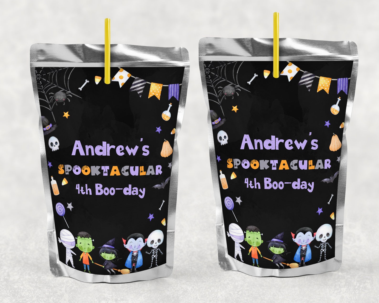 EDITABLE Halloween Juice Halloween Costume Party Juice Pouch - Etsy