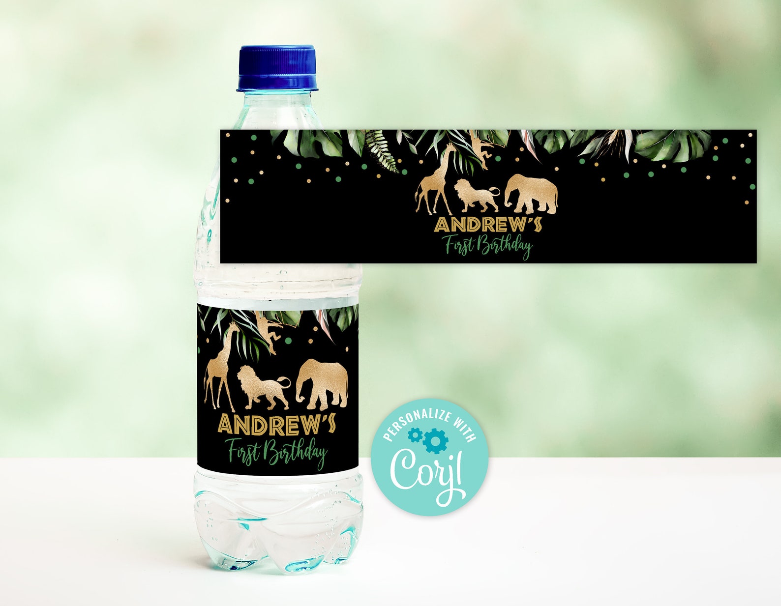 EDITABLE Safari Animals Bottle Label Jungle Zoo Animals Water - Etsy