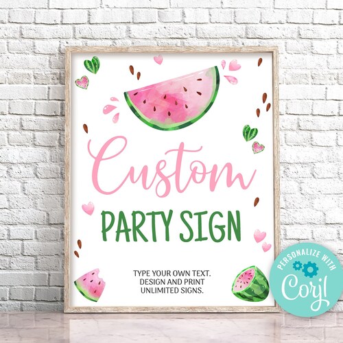 EDITABLE Watermelon Birthday Table Sign Watermelon Custom - Etsy