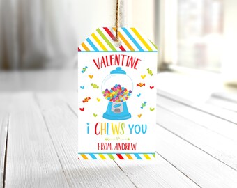 Bubble Gum Valentine's Day Tag School Classroom Valentine Gift Tag ...