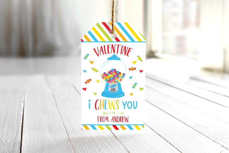 EDITABLE Bubble Gum Valentine's Day Gift Tag Valentine I - Etsy