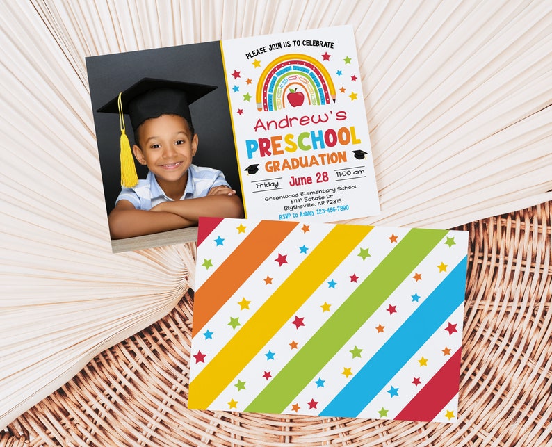 Editable Preschool Graduation Invitation Graduation Ceremony Invitation ...