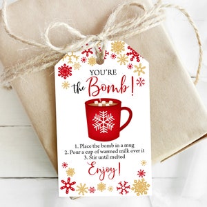 Hot Cocoa Bomb Tags, Hot Chocolate Bomb Instructions Favor Tag Hot ...