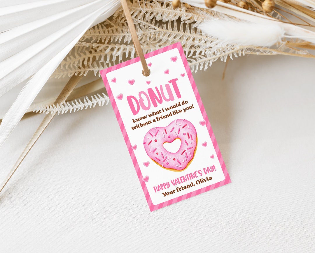 Editable Donut Valentine's Day Tags School Valentines Tag Valentine's ...