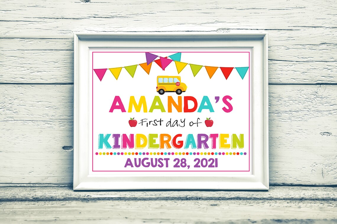 Editable First Day of Kindergarten Sign First Day of School | Etsy