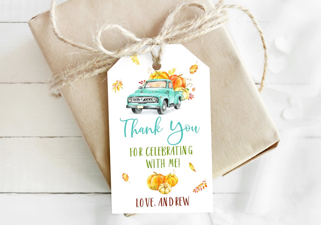 EDITABLE Pumpkin Truck Thank You Tags, Pumpkin Favor Tag, Pumpkin Gift ...