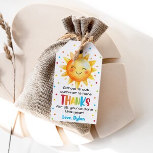 Teacher Appreciation Gift Tag Sunshine Thank You Tag Schools Out Summer ...