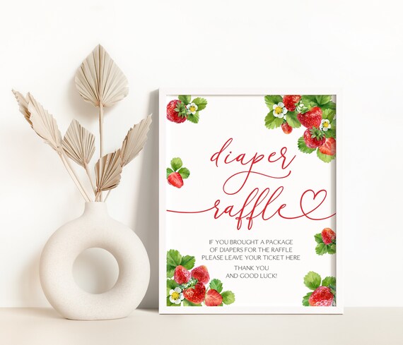 Strawberry Baby Shower Diaper Raffle Sign Strawberry Berry - Etsy