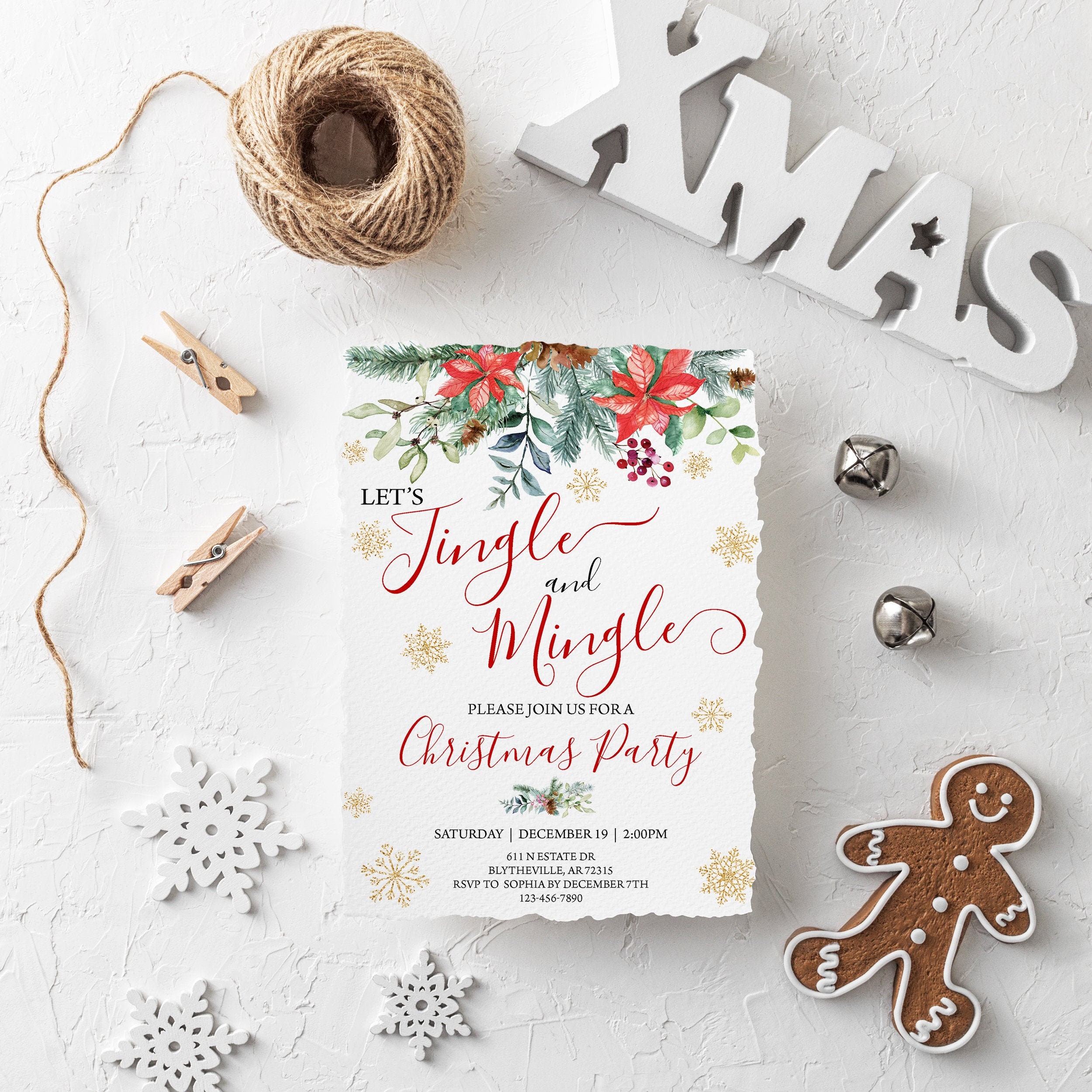 EDITABLE Jingle and Mingle Christmas Invitation Christmas | Etsy