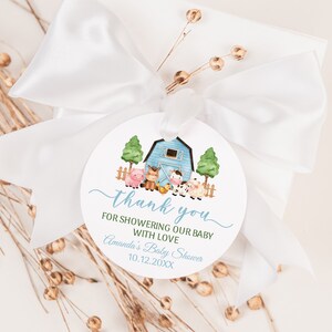 EDITABLE Farm Baby Shower Favor Tag Printable Farm Animals Baby Shower ...
