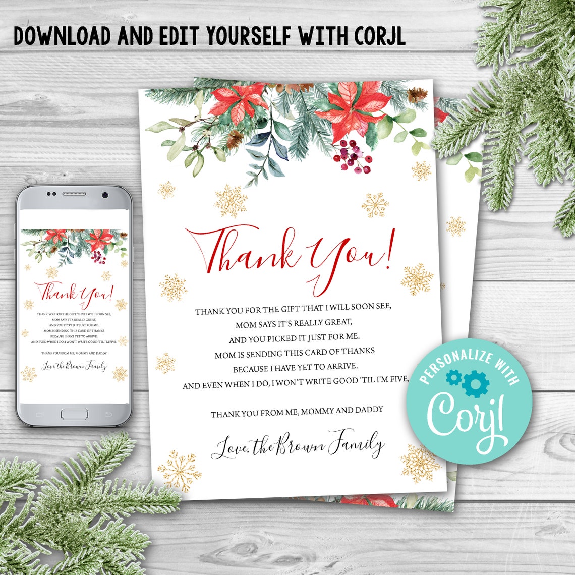 Editable Winter Thank You Card Winter Baby Shower Thank You - Etsy