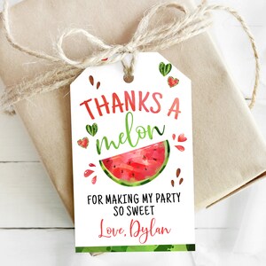 EDITABLE Watermelon Favor Tag, One in a Melon Thank You Tags, Red ...