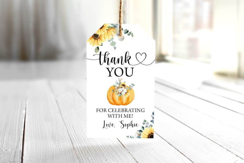 EDITABLE Pumpkin Thank You Tags Pumpkin Favor Tag Pumpkin | Etsy