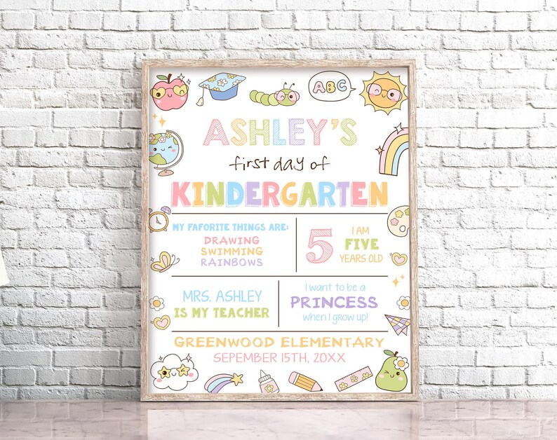 Editable First Day of Kindergarten Sign First Day of Preschool Board ...