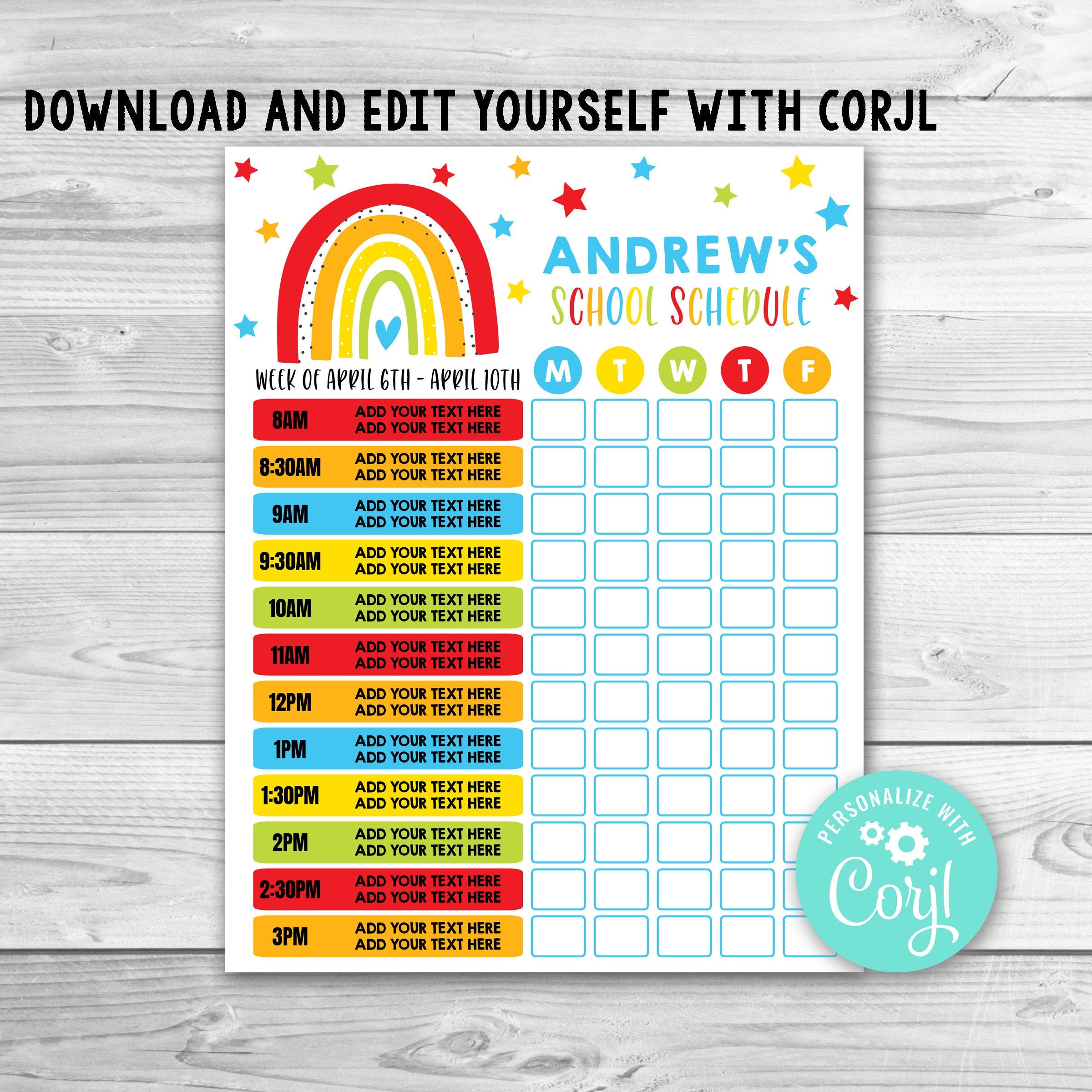 Rainbow Homeschool Schedule Rainbow Daily Routine Kids Daily | Etsy