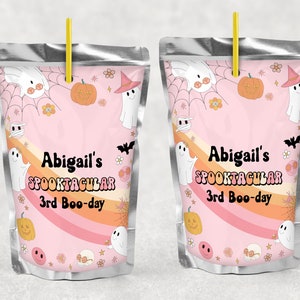 EDITABLE Retro Halloween Juice Label Groovy Halloween Juice Pouch ...