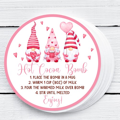 Editable Valentine Gnome Hot Cocoa Bomb Tags Gnome - Etsy