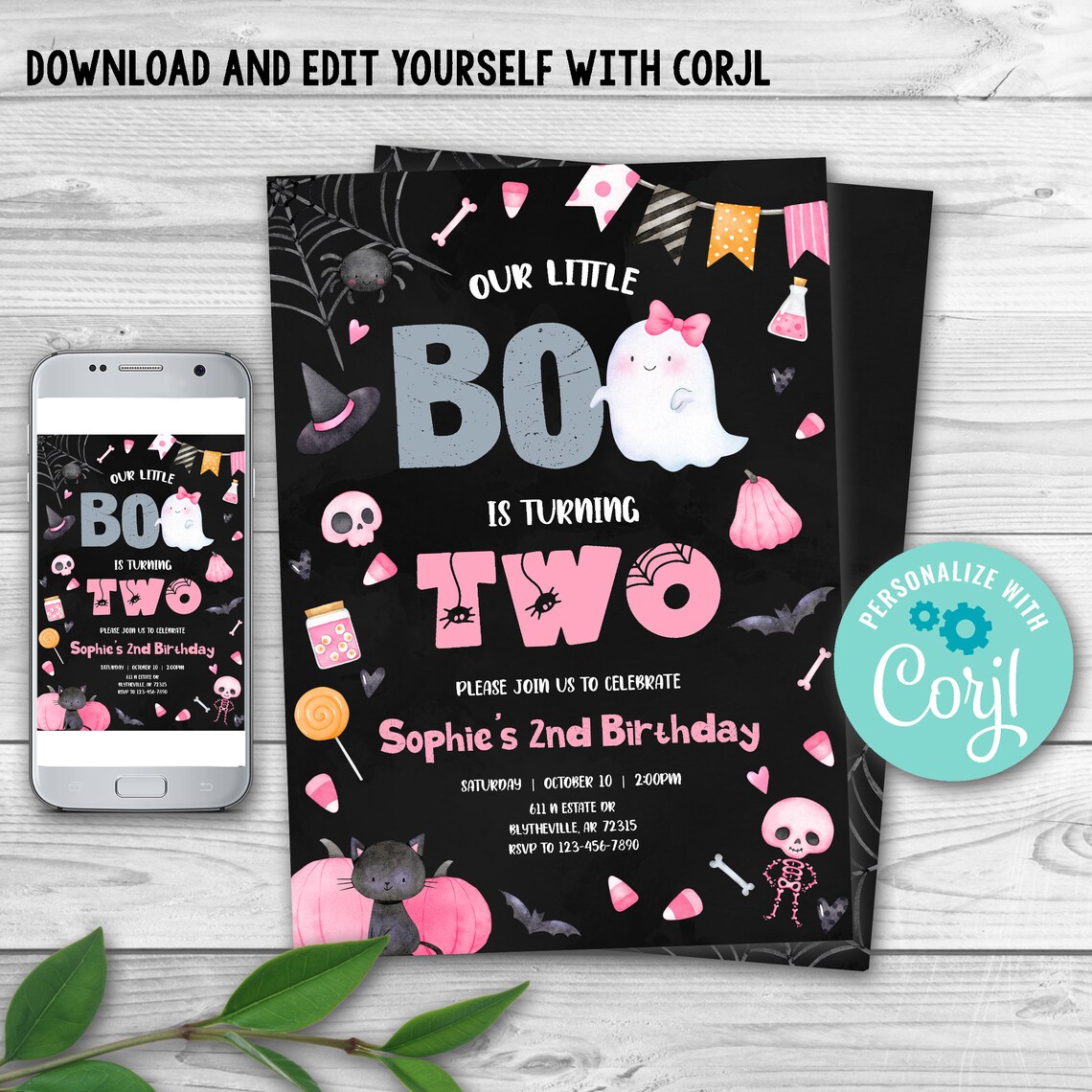Editable Our Little Boo Birthday Party Invitation Halloween - Etsy