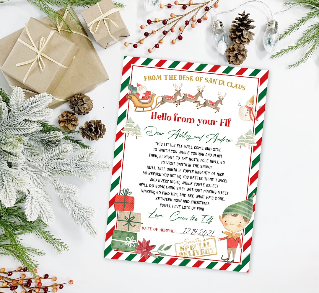 EDITABLE Elf Welcome Letter Boy Elf Letter First Time Elf Arrival ...